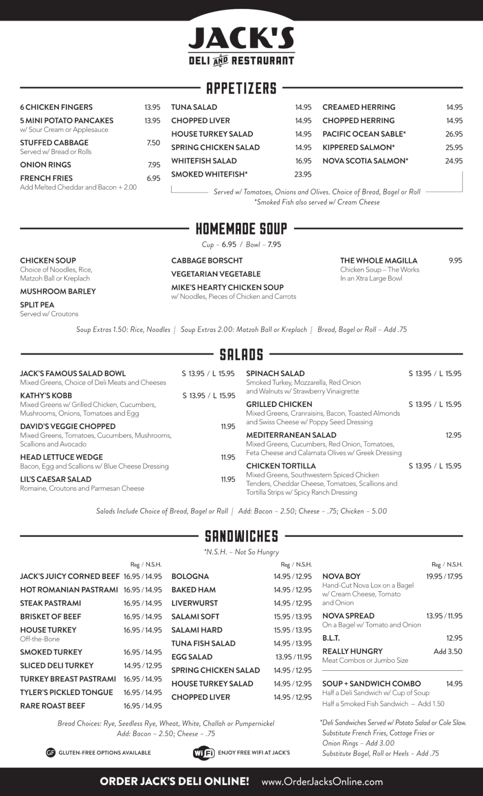 Menu | Jacks Deli & Restaurant